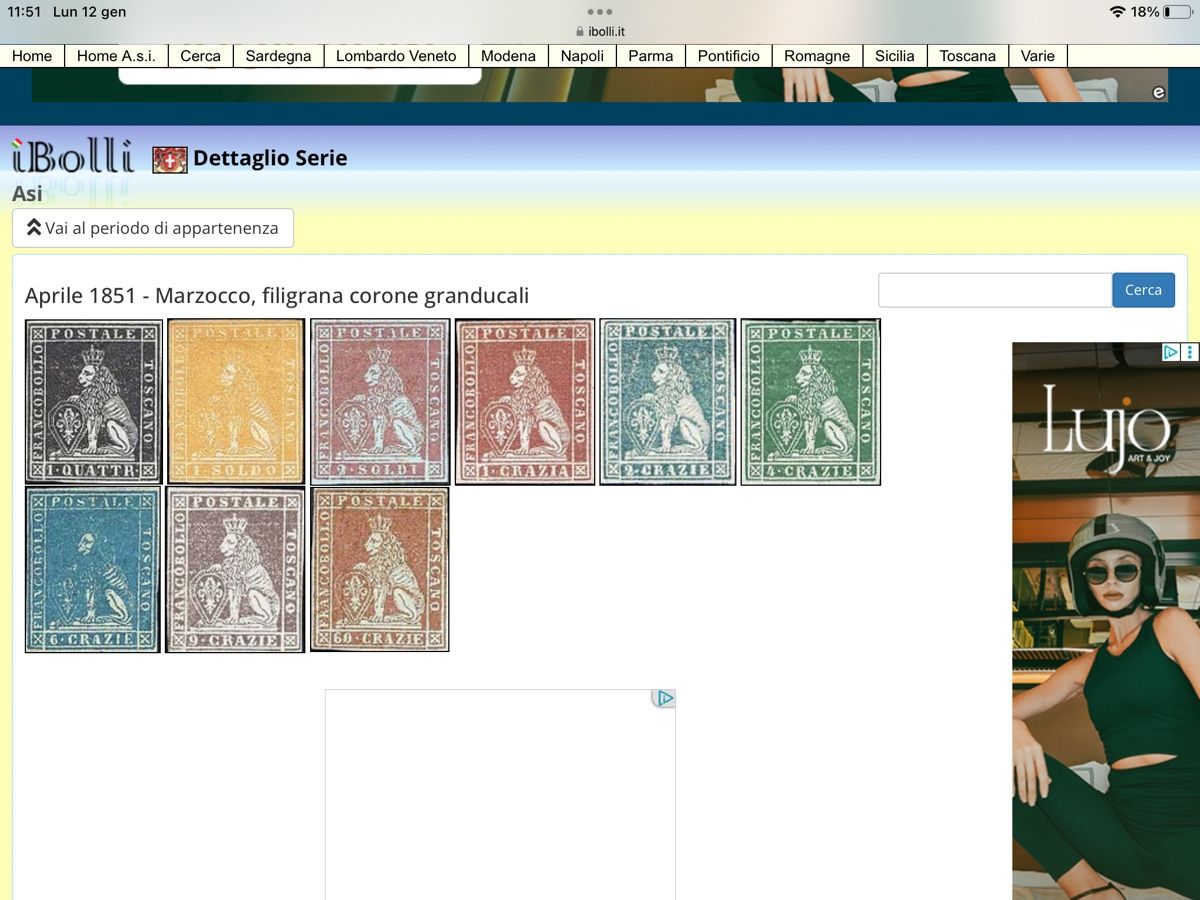 Aprile 1851 - Marzocco, filigrana corone granducali (Usato) a cassina d ...