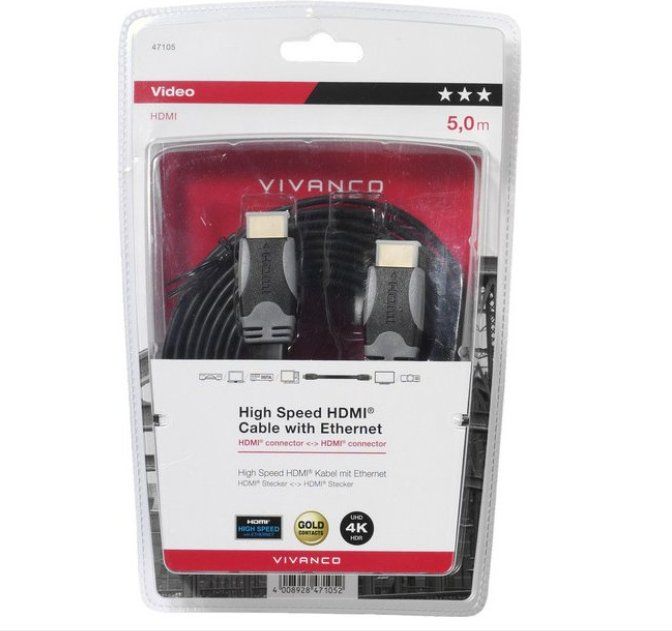 VIVANCO 4K HDMI Kabel, 5m, High Speed gold contact | Kaufen auf Ricardo