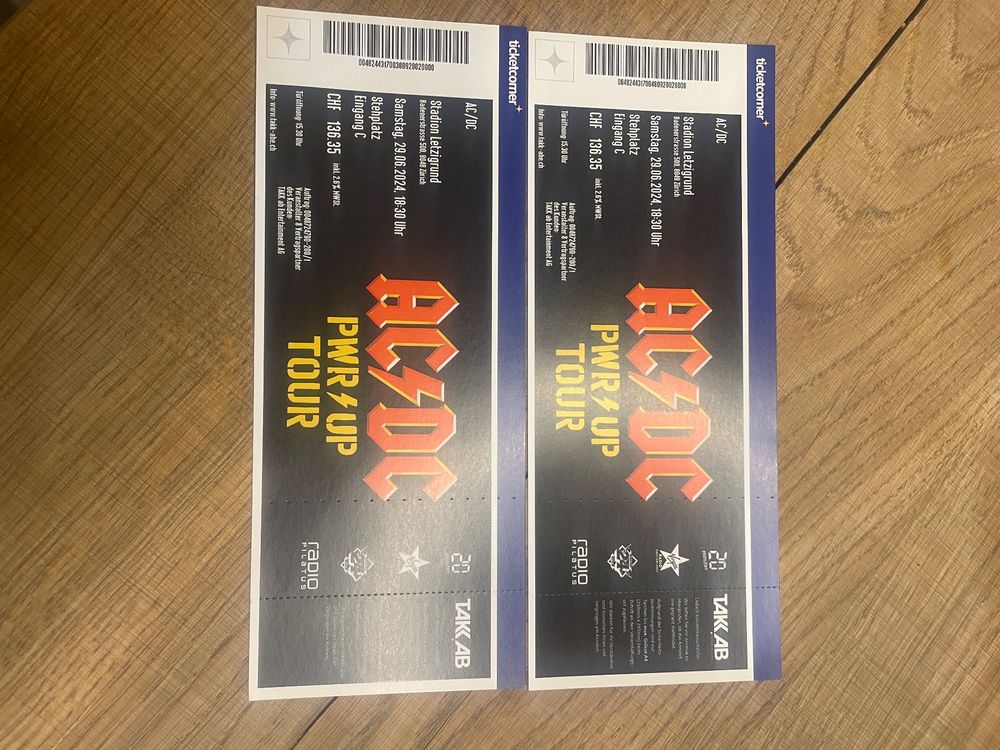 Zwei Stehplätze im Eingang C für das AC/DC Konzert vom 29.06 (Neu ...