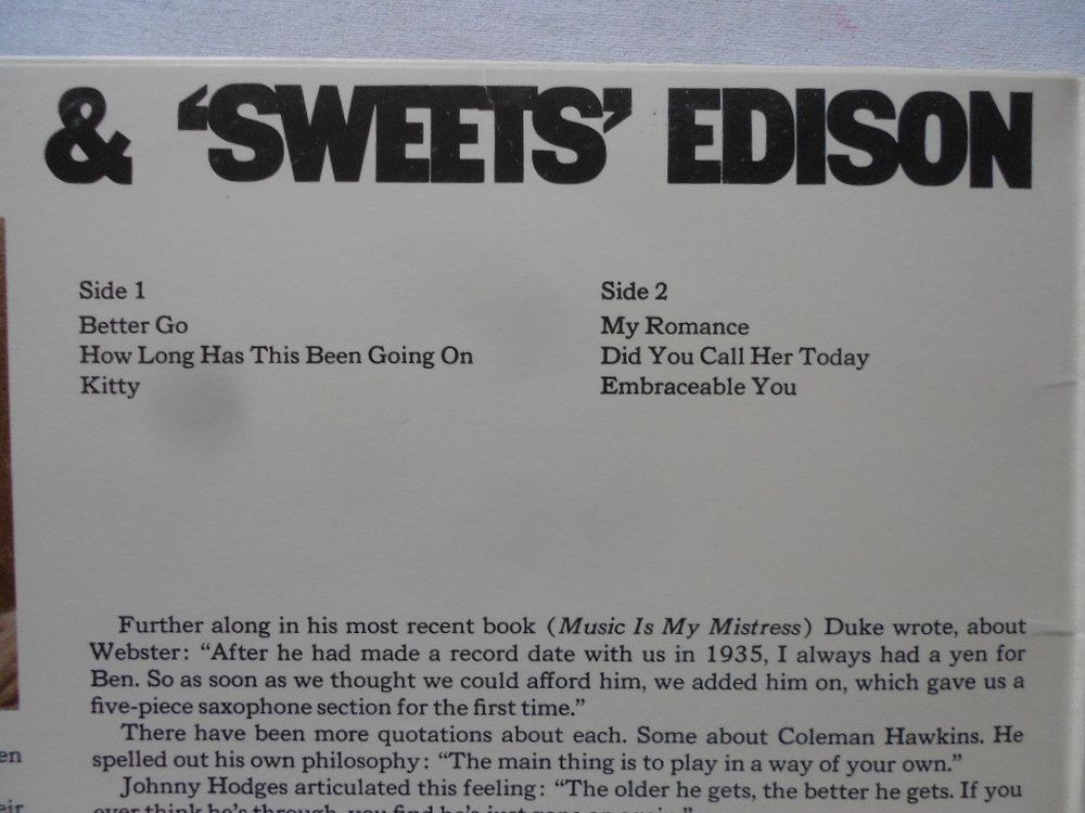 BEN WEBSTER & SWEETS' EDISON / COLEMAN HAWKINS & CLARK TERRY | Kaufen ...