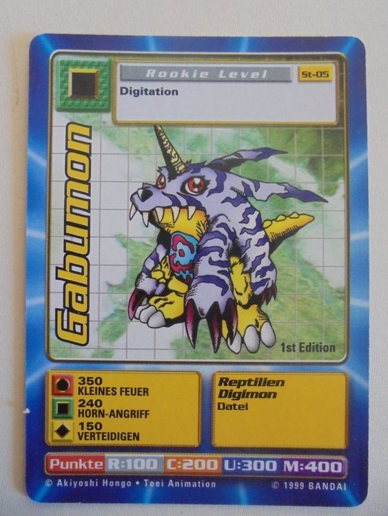 DIGIMON St-05 Gabumon / Bandai Erste Ausgabe 1999. (Gebraucht) in ...