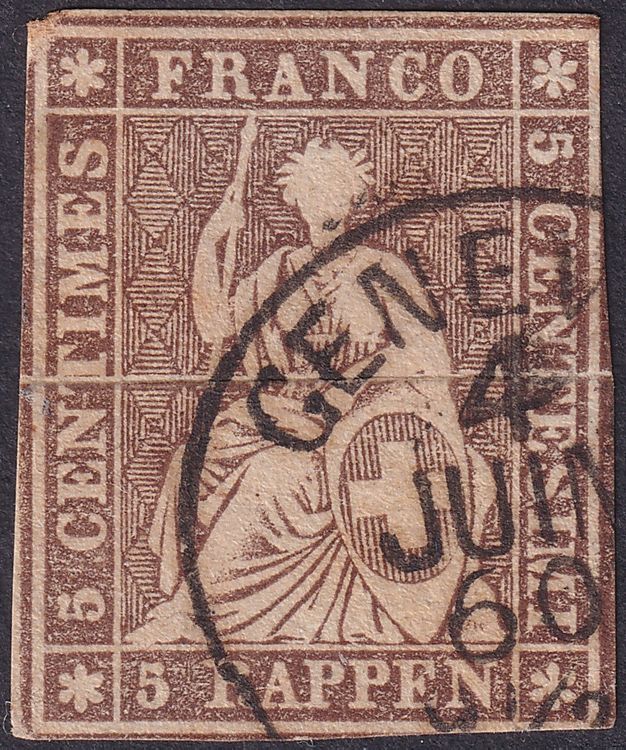 Strubel: 22D mit seltener Quetschfalte, LP GENF: 4.JULI.1960 (Gebraucht ...