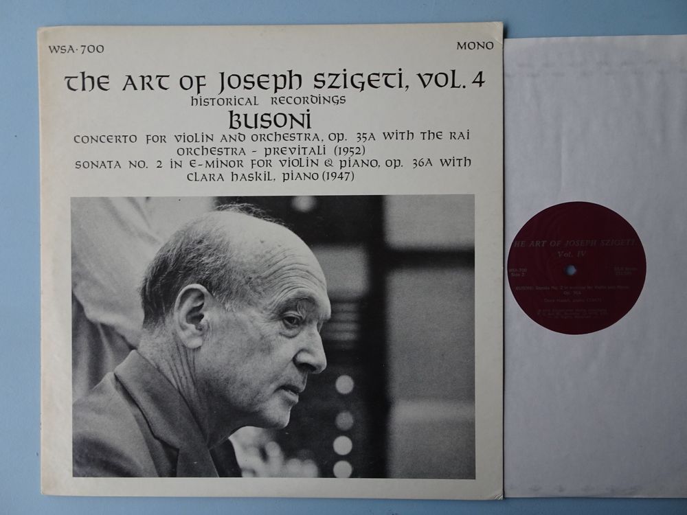 The Art of Joseph SZIGETI - Bach, Debussy, Busoni (Gebraucht) in Basel ...