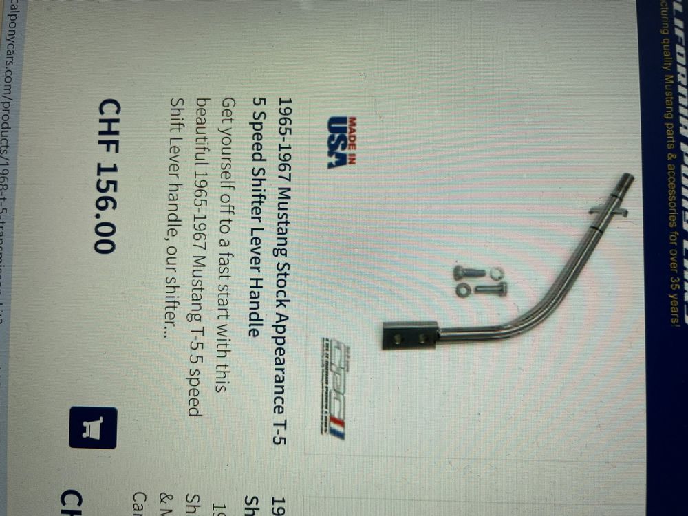 Ford Mustang 1965-67 T 5 Shifter Schalter (Neu und originalverpackt) in ...