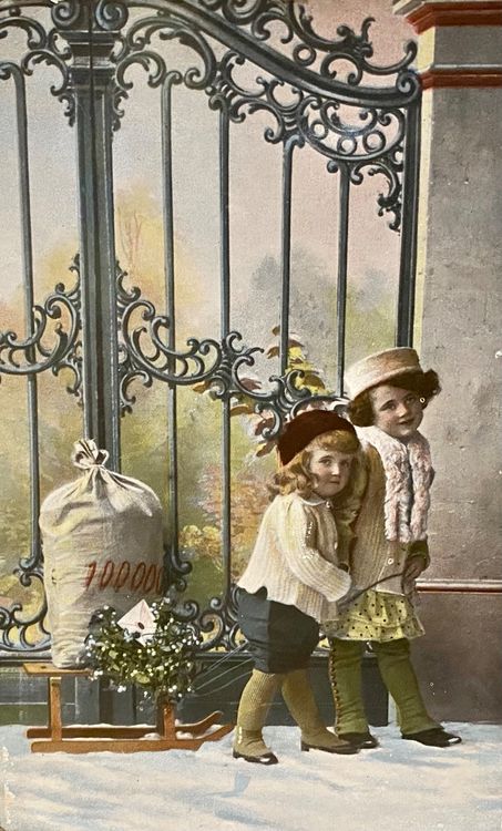 Antike AK Weihnachten - Kinder mit Schlitten aus England (Gebraucht) in Root für CHF 2 – mit ...
