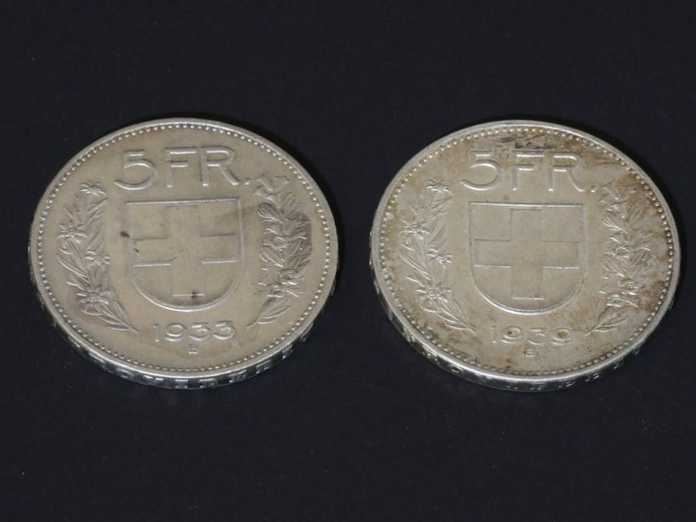5 Franken 1933 und 1939 'Silber' (Gebraucht) in Embrach für CHF 14 – mit Lieferung auf Ricardo ...