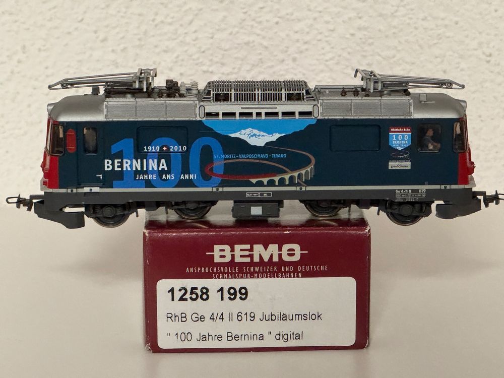 Bemo H0m RhB 1258 199 Ge 4/4 II 619 100J . Bernina digital (Gebraucht ...