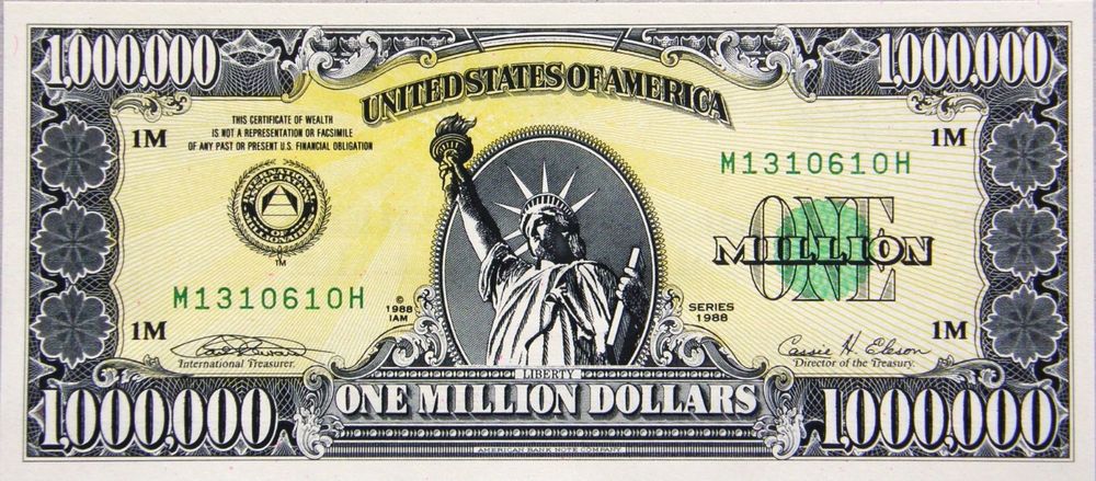 original 1 MILLION DOLLAR BILL 1988 (Neu und originalverpackt) in Lohn ...
