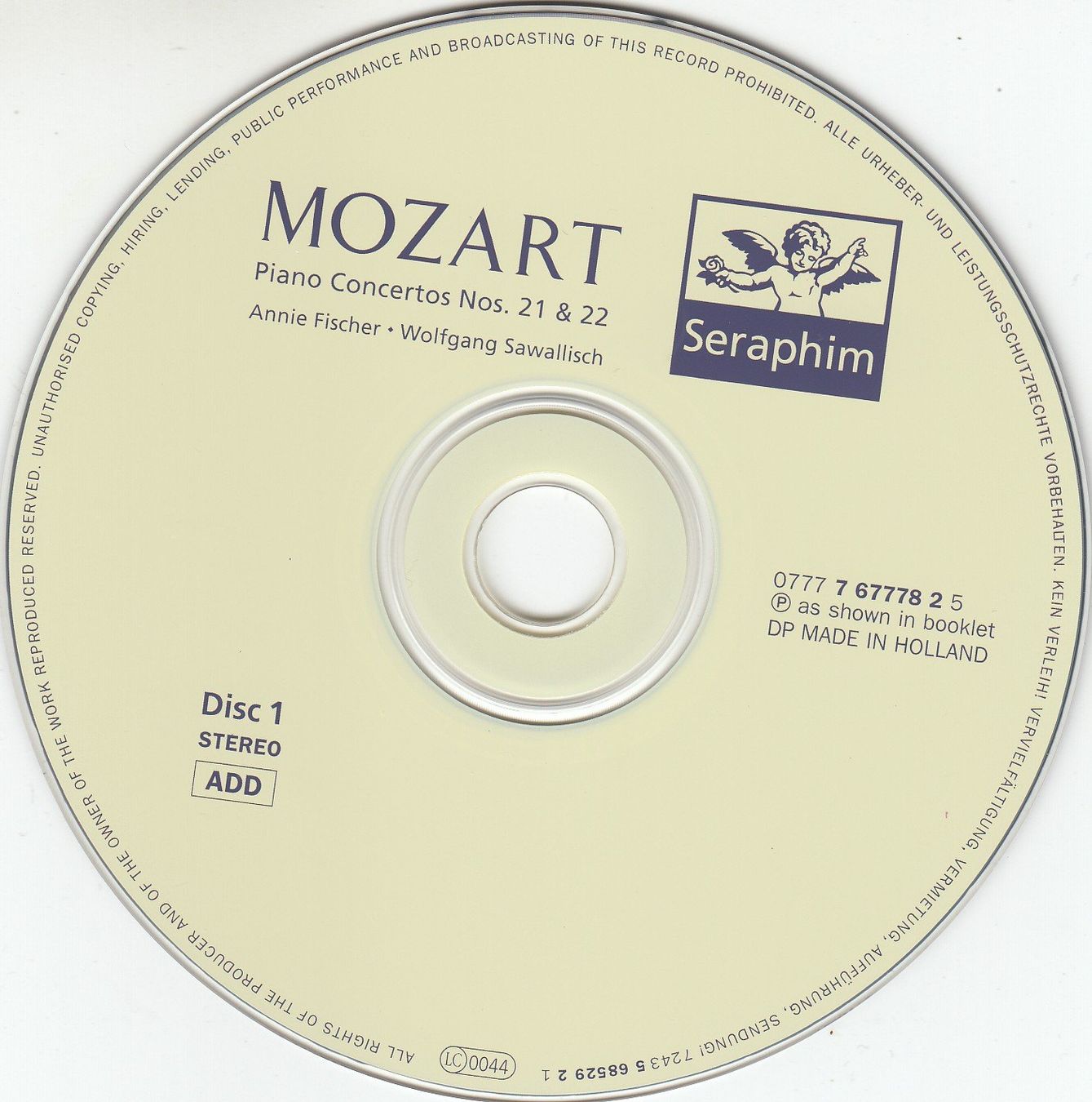 Mozart Piano Concertos Nos 21&22 Annie Fischer W. Sawallisch (Neu ...