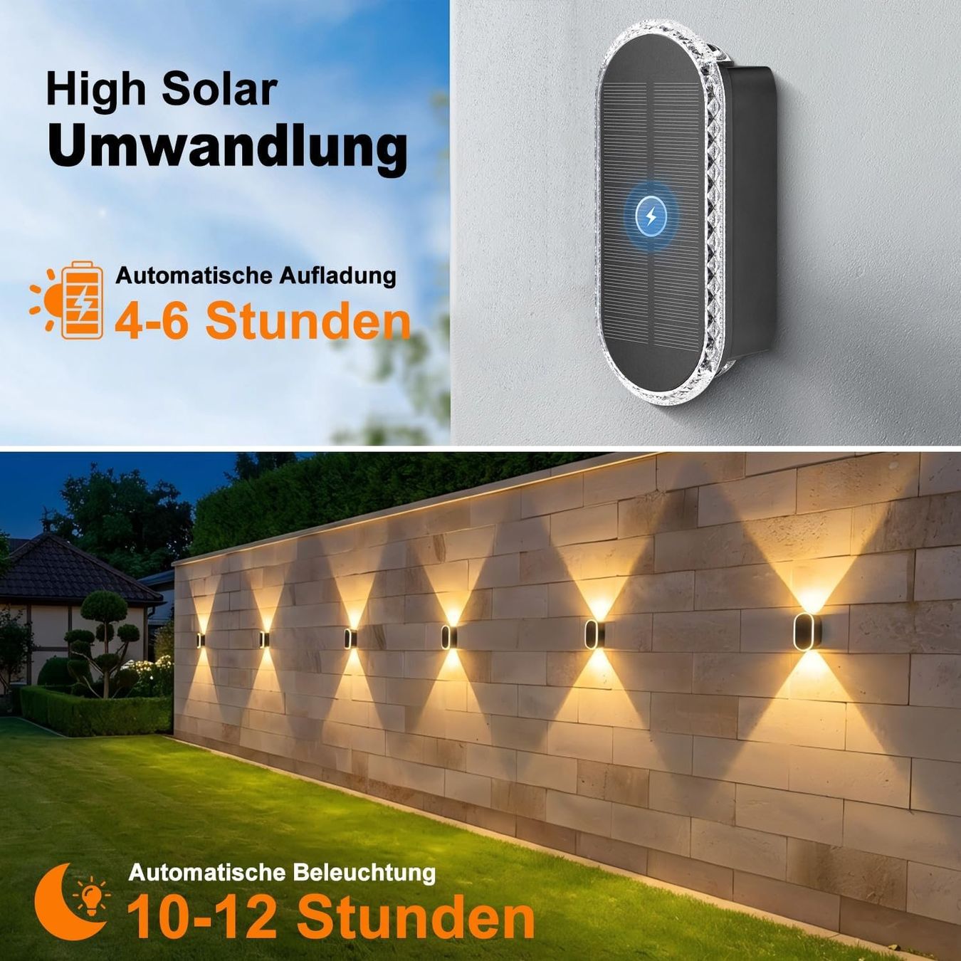 Solar Wandleuchte Aussen Up Down Leuchte 6er Set (Neu und ...