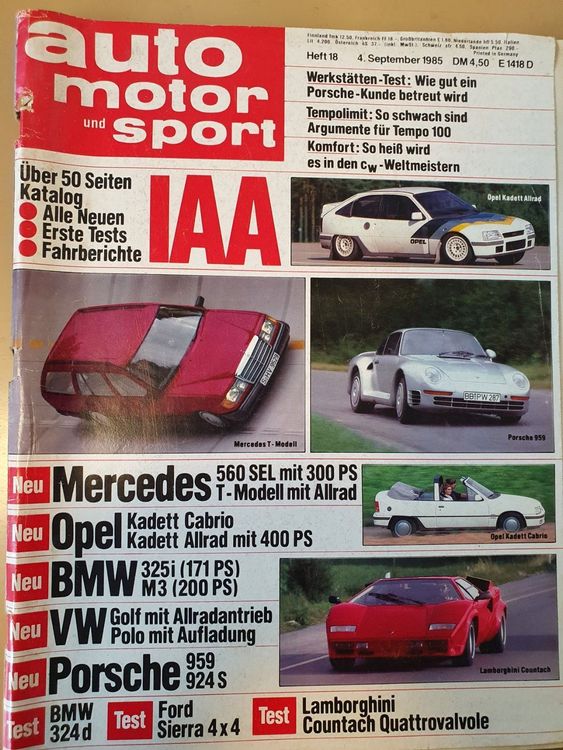 AMS 18/85 Countach Sierra XR 4x4 Marcos Alfa 75 924 S 959 xx (Gebraucht ...
