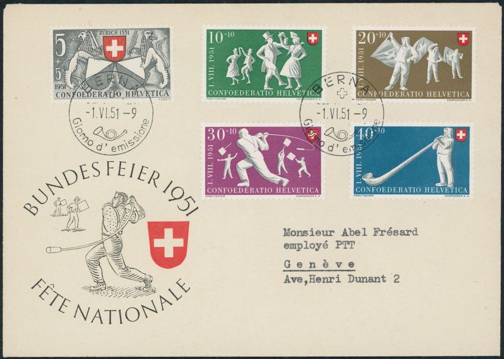 1951 - Pro Patria - FDC ET • it (Gebraucht) in Schindellegi für CHF 800 – mit Lieferung auf ...