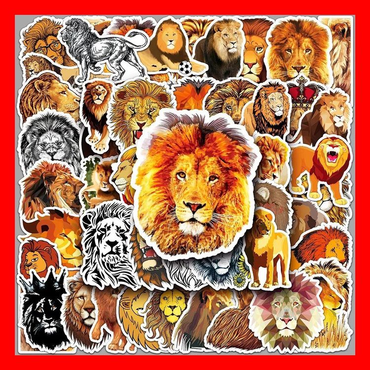 50 tlg Stickerset Löwe Lion König der Tiere Safari Zoo (Neu und ...