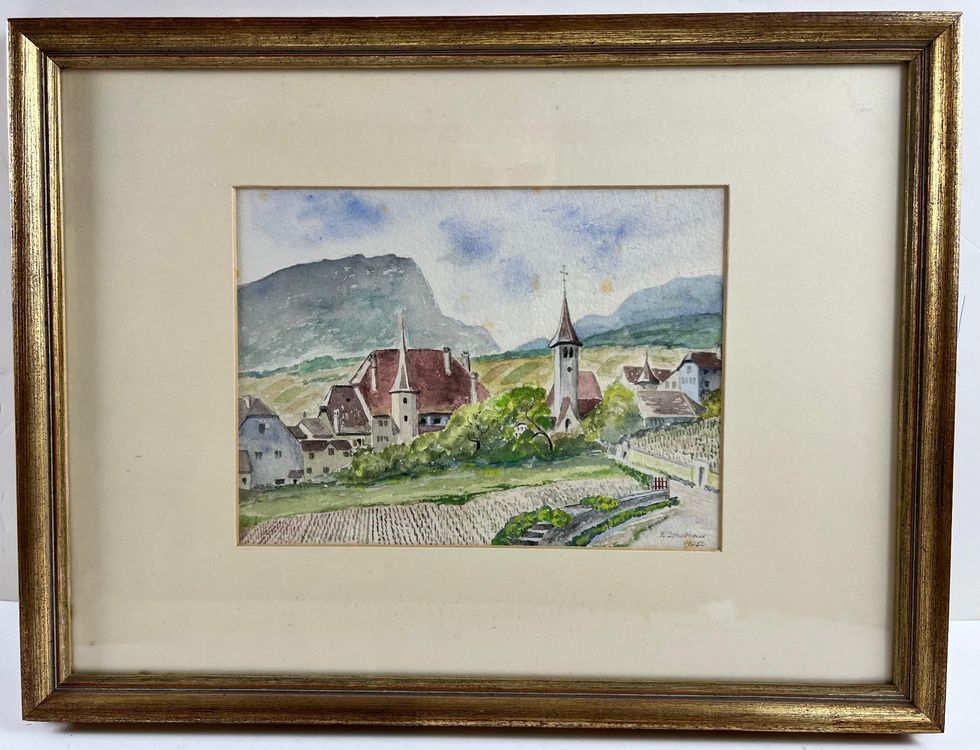 F. Schultheiss Ob dem Neuenburgersee Aquarell Signiert. (Gebraucht) in Neuhausen am Rheinfall ...