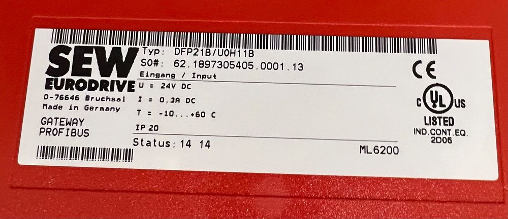 SEW Eurodrive Profibus Gateway DFP21B/U0H11B (Gebraucht) in Romanshorn ...