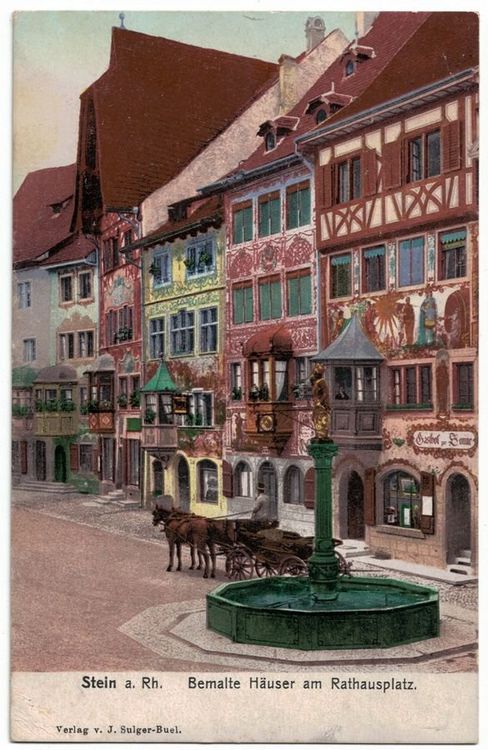 Stein am Rhein, Rathausplatz, Pferdewagen, gelaufen 1906 (Gebraucht) in ...