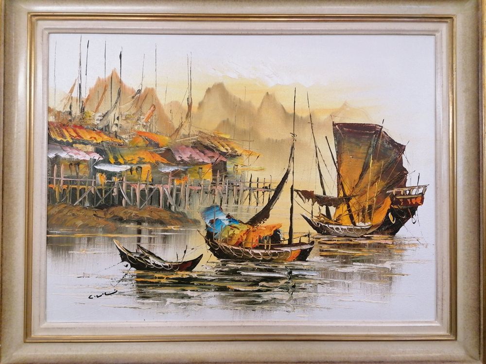 Ölgemälde "Asiatische Schiffe" | Kaufen auf Ricardo