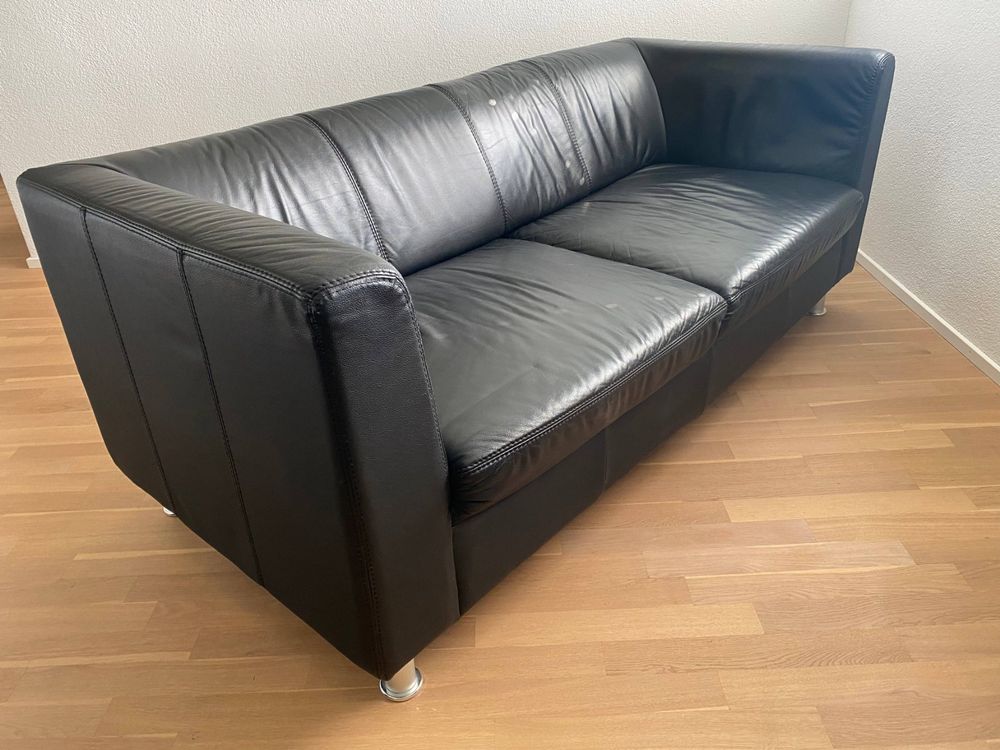 2er Sofa Leder schwarz Interio | Kaufen auf Ricardo