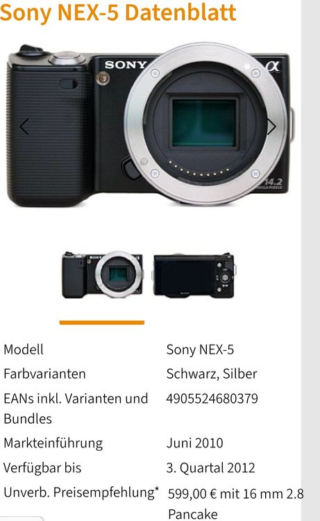Sony NEX-5 Top Zustand! Inkl. Zubehör und 16mm Pancake 📸 (Gebraucht) in ...