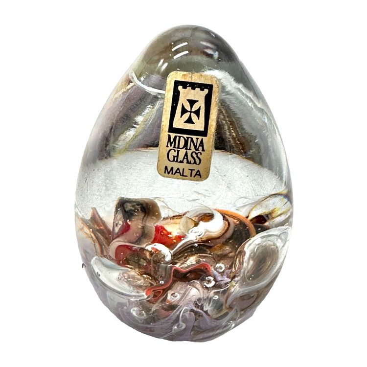 Sulfure oeuf presse-papier en verre d'art MDINA GLASS Malta (Gebraucht ...