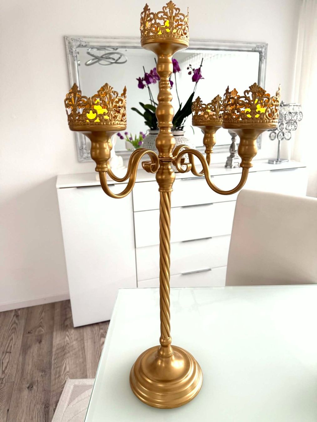 50% Rabatt 🥳 Grosse 78 cm Kerzenständer Deko Edel Goldig (Neu (gemäss ...
