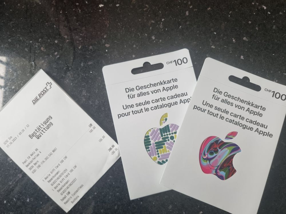 Apple Geschenkkarte (Neu und originalverpackt) in Erlach für CHF 180 ...