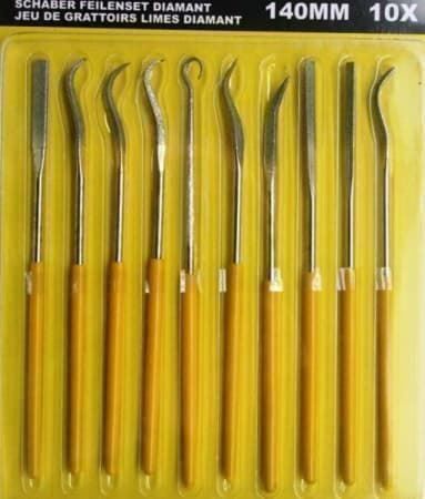 10 teil.Nadelfeilen/Schaber Diamant Set (Neu und originalverpackt) in ...