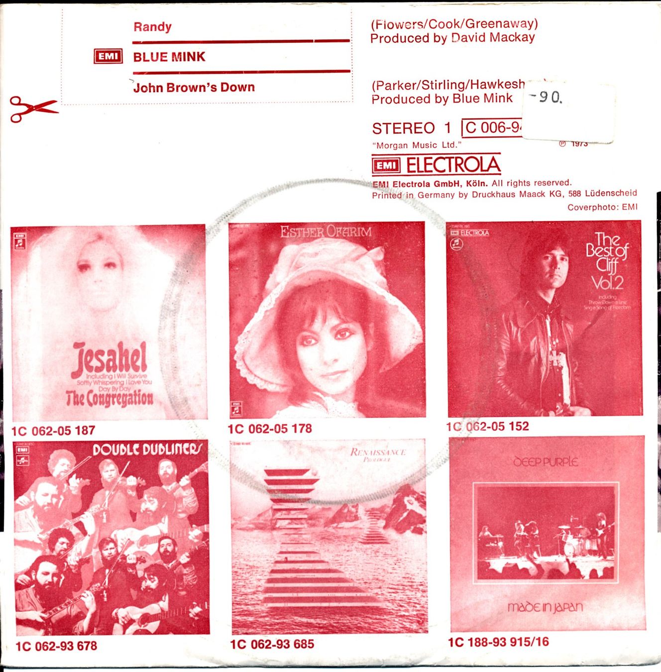 BLUE MINK - RANDY (7'' Vinyl Single VG) (Gebraucht) in Hedingen für CHF ...