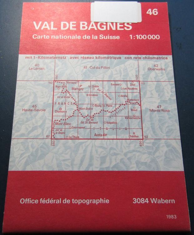 Landeskarte der Schweiz, VAL DE BAGNES, 1983 (Gebraucht) in Bleiken für ...