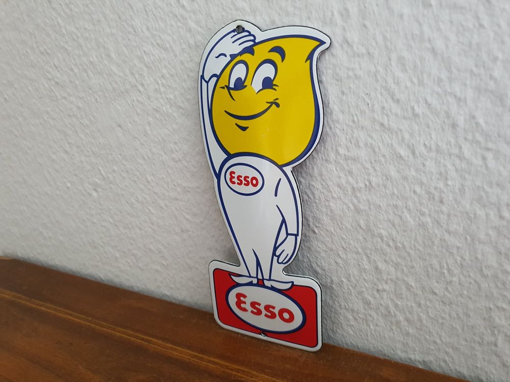 Emailschild ESSO Tankstelle Motor Oil Emaille Schild Reklame (Neu ...