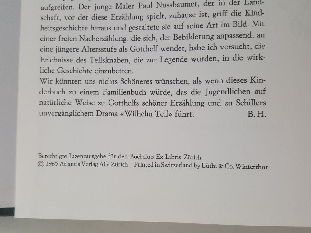 Der Knabe des Tell Paul Nussbaumer Lizenzausgabe Ex Libris (Gebraucht) in Gysenstein für CHF 7. ...
