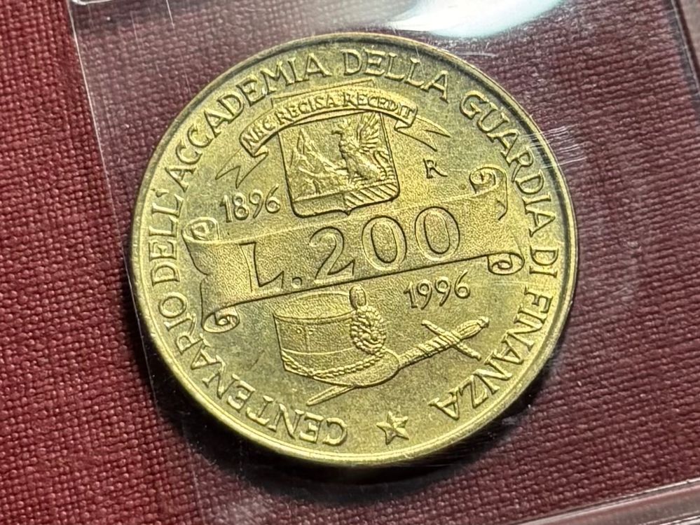 Italien 200 Lire 1996 100 Jahre Zollakademie (Neu (gemäss Beschreibung ...