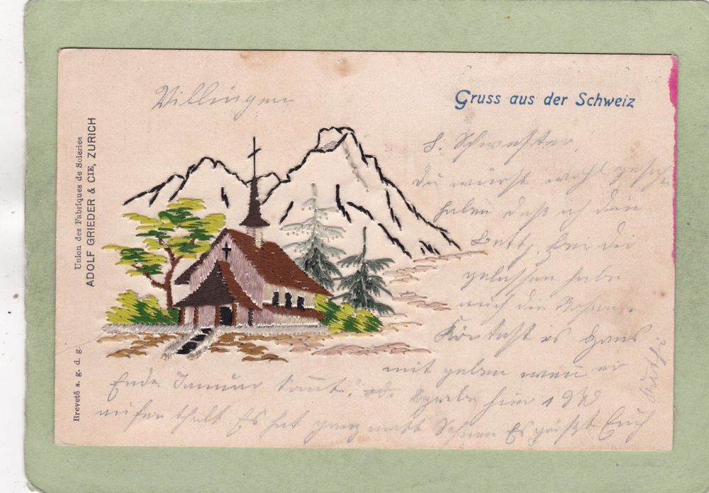 Gestickte Karte Gruss aus d Schweiz 1907 (Gebraucht) in Herisau für CHF 5 – mit Lieferung auf ...