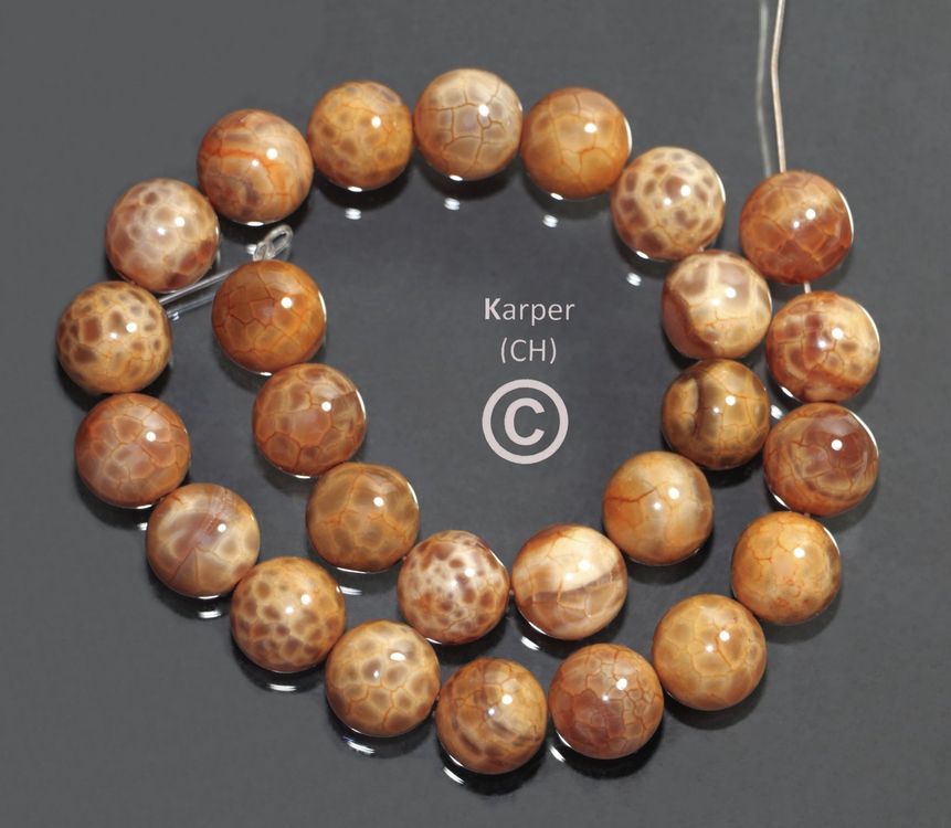 Feuer Achat / Agate de feu, 13-14 mm, 35.5 cm | Kaufen auf Ricardo