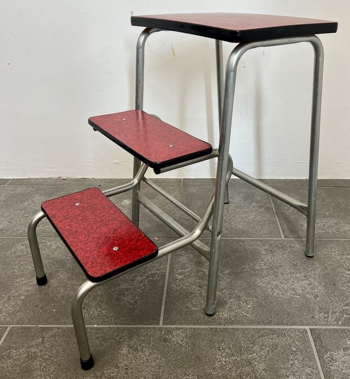 60/70 Jahre Stahlrohr 3 Tritt Kelko Rot Hocker (Gebraucht) in ...