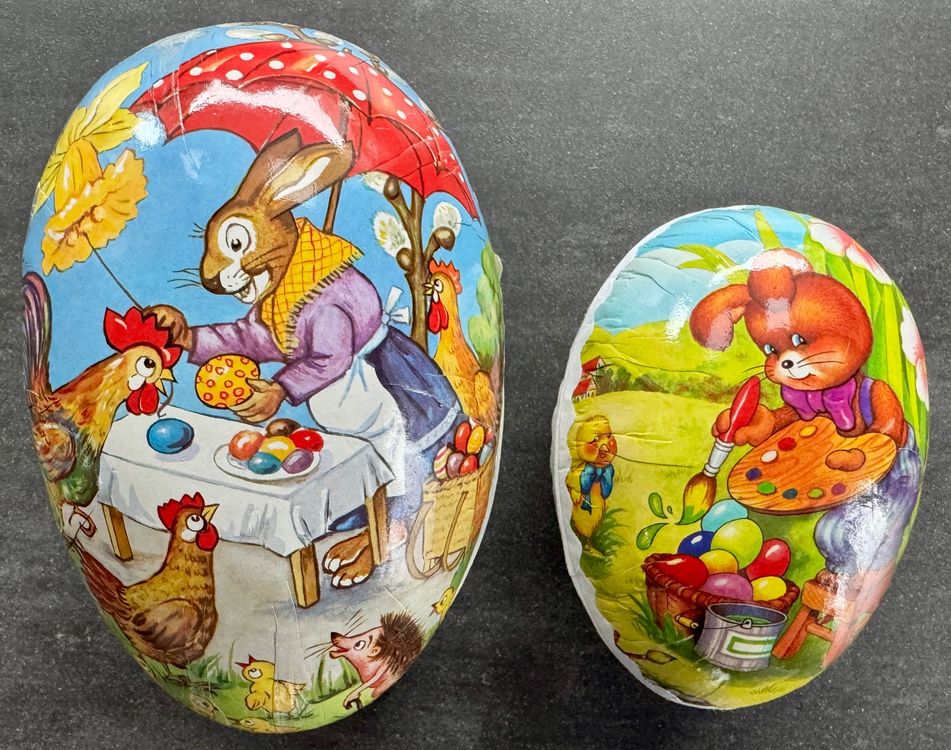 2x älteres Pappmaché Osterei Ostern vintage alt Karton (Gebraucht) in ...
