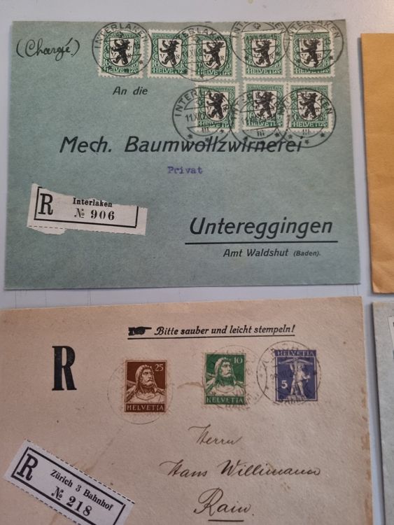 8 verschiedene R- Briefe 1924 - 1936 (Gebraucht) in Gümligen für CHF 11 – mit Lieferung auf ...