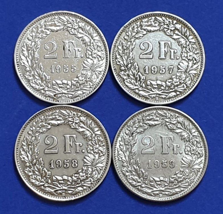 2 Franken 1955,1957,1958,1959 "Silber" (Gebraucht) in Uttigen für CHF 18 – mit Lieferung auf ...