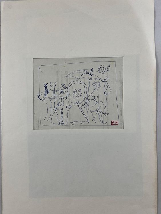 Originale Zeichnung "Die Katzenlady" signiert RW (Gebraucht) in Neuhausen am Rheinfall für CHF ...