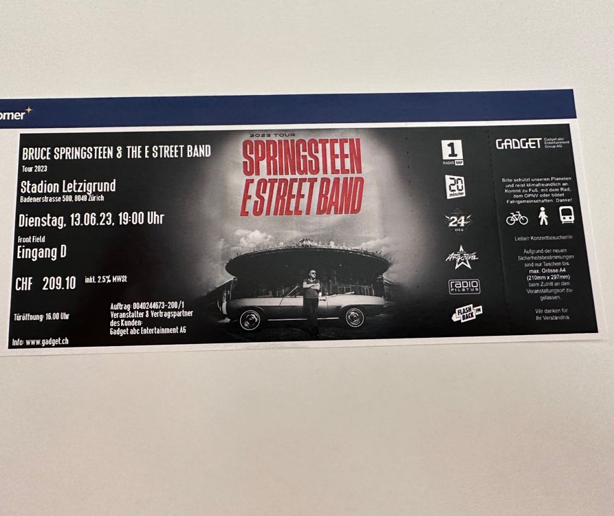 Bruce Springsteen & The E Street Band Ticket FRONT FIELD (Neu (gemäss ...
