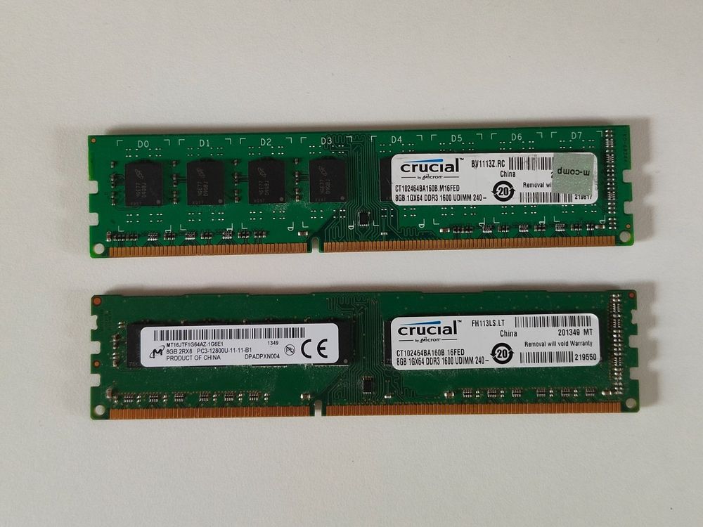 Crucial 16GB (2x 8GB) DDR3 RAM-Module (CT102464BA160B.M13FED (Gebraucht) in Zürich für CHF 11 ...