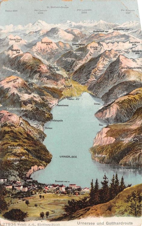 Brunnen Urnersee, Panoramakarte Gotthard | Kaufen auf Ricardo