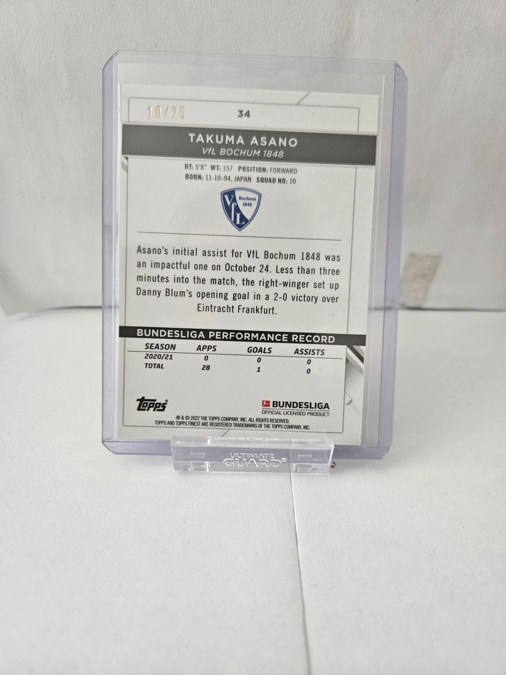 Topps Finest Bundesliga Takuma Asano /25 VFL Bochum (Neu (gemäss ...