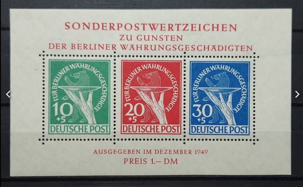 Berlin Währungsgeschädigte Block Nr. 1 Postfrisch 900 Fr (Neu (gemäss ...