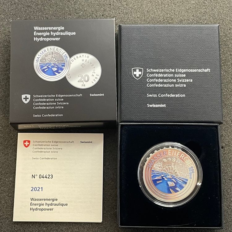 20 Franken Silber Wasserenergie 2021 PP (Neu und originalverpackt) in Reitnau für CHF 86 – mit ...