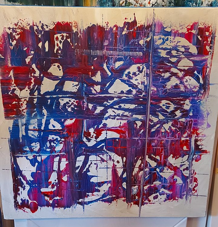 Gemälde Abstrakt Fische im Wasser vom mir selbstgemalt 60/60 | Kaufen auf Ricardo