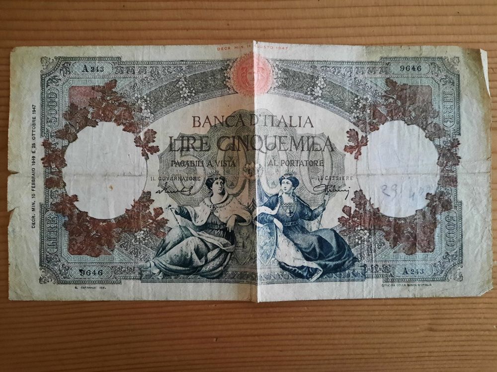 5000 Lire Note Italien 1947 Zustand gemäss Bilder (Gebraucht) in ...