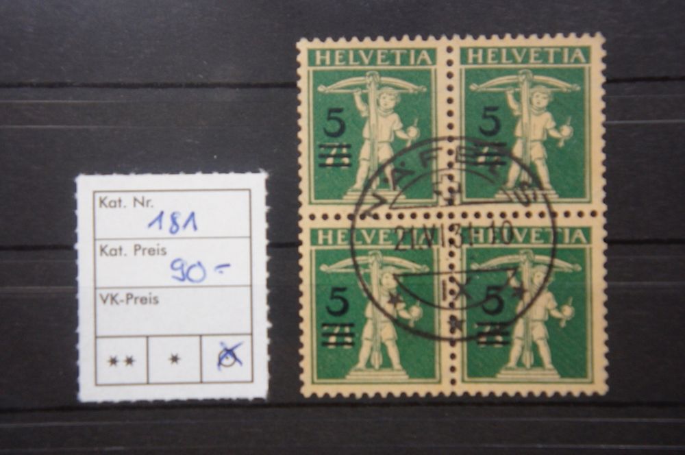 CH - Tellknabe - Zst. Nr. 181 im 4er Block - Näfels GL | Kaufen auf Ricardo