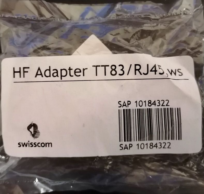 Swisscom HF Adapter TT83/RJ45,ws - SAP 10184322 (Neu und ...