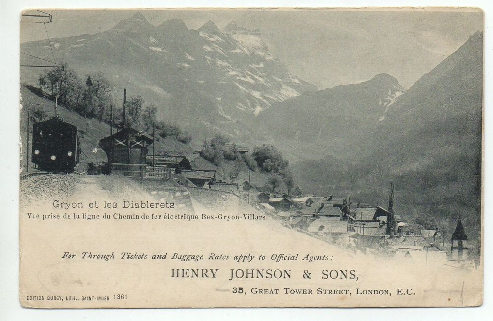 GRYON et les Diablerets, Bahnhof mit Bahn, Werbung Johnson (Neu (gemäss ...